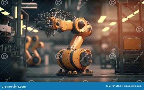 A Robot Works In The Factory Helping The Assembly Generative Ai Stock Illustration