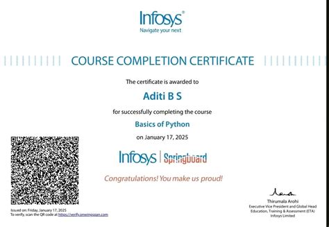 Aditi B S On Linkedin Pythonprogramming Infosysspringboard Upskilling