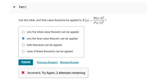 Solved Part Ican The Initial ﻿and Final Value Theorems Be