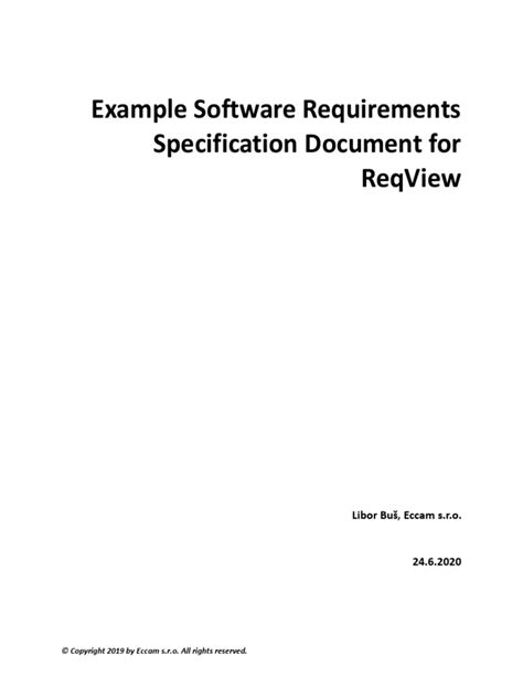 Reqview Example Software Requirements Specification Srs Document Pdf