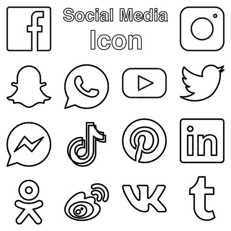 Social Media Logo Icon Set In Line Style Vector Illustration Rat