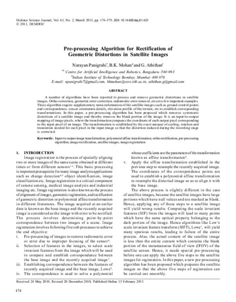 Pdf Pre Processing Algorithm For Rectification Of Geometric Distortions In Satellite Images