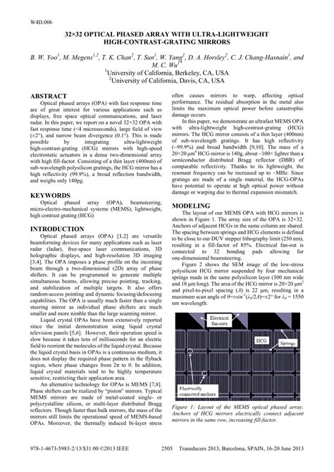 PDF Optical Phased Array With Ultra Lightweight High Contrast Grating Mirrors