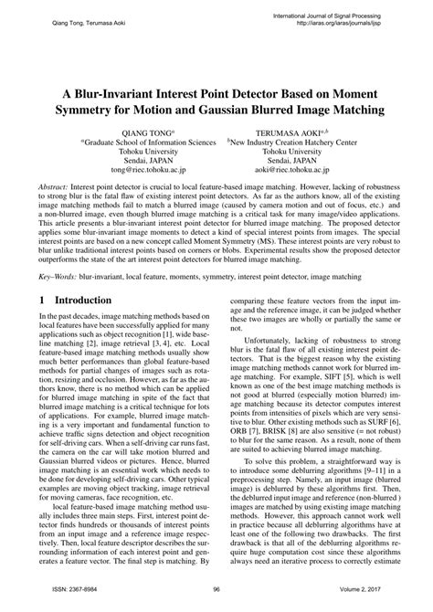 Pdf A Blur Invariant Interest Point Detector Based On Moment Symmetry For Motion And Gaussian