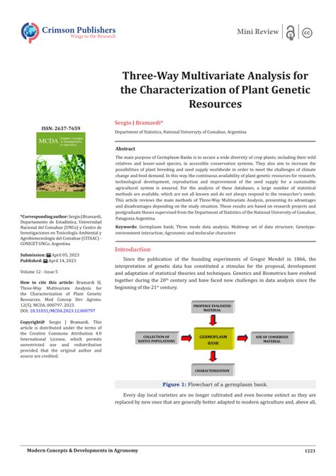 Pdf Three Way Multivariate Analysis For The Characterization Of Plant Genetic Resources