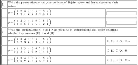 Solved 8 Write The Permutations 7 And P As Products Of