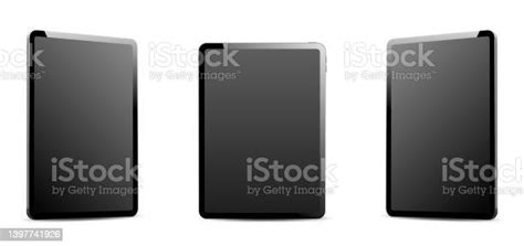 빈 화면이있는 사실적인 태블릿 모형 흰색 배경에 고립 된 태블릿 벡터 터치패드에 대한 스톡 벡터 아트 및 기타 이미지 터치패드 0명 가상현실 Istock