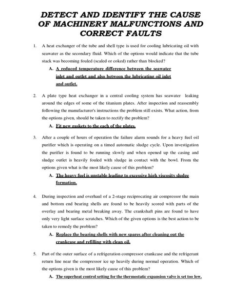 1detect And Identify The Cause Of Machinery Malfuntion And Correct