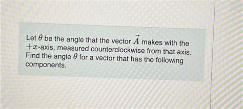 let θ ﻿be the angle that the vector vec a ﻿makes