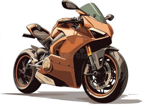 Copper Sportbike Illustration Detailed Vector Rendering Stock