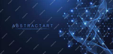 Premium Vector Technology Abstract Lines And Dots Connect Background With Hexagons