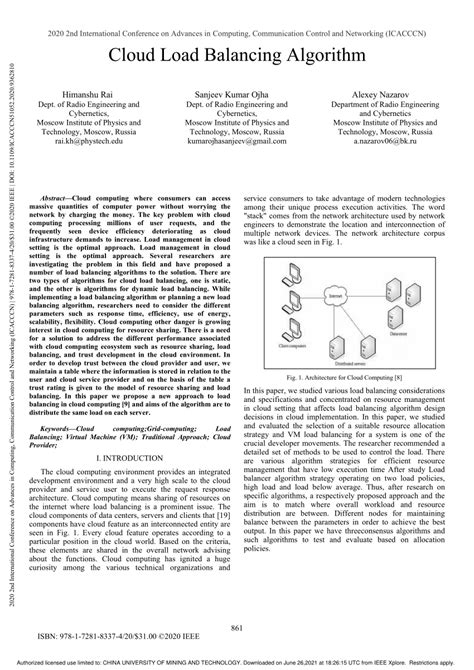 PDF Cloud Load Balancing Algorithm