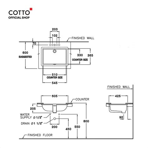 Cotto อ่างล้างหน้าแบบฝังใต้เคาน์เตอร์ รุ่น C05117 Freesia พร้อมสาร Ultraclean Shopee Thailand