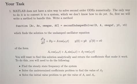 Your Task 1 Matlab Does Not Have A Nice Way To Solve