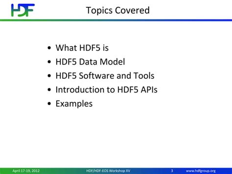 Introduction To Hdf5 Data And Programming Models Ppt
