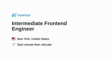 Intermediate Frontend Engineer Vanhack