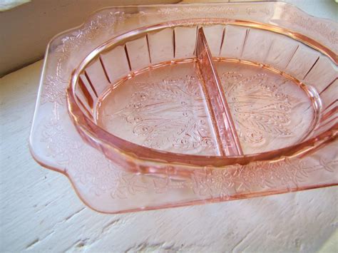 Pink Depression Glass Divided Dish Candy Dish Relish Tray