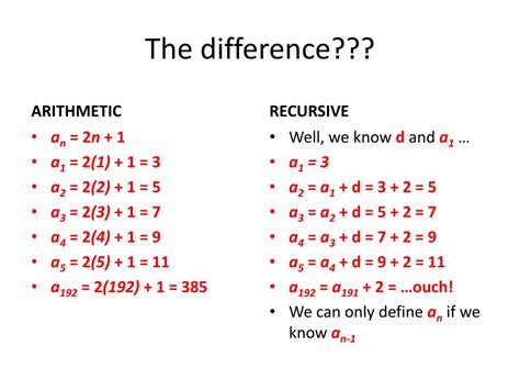 Ppt Recursive Sequences Vs Arithmetic Sequences Powerpoint