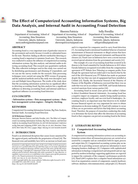 The Effect Of Computerized Accounting Information Systems Big Data Analysis And Internal Audit