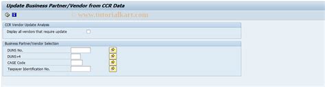 FMFGCCRVENDORUPDATE SAP Tcode Update Vendor Master From CCR Data Transaction Code
