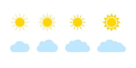 Premium Vector Sun Cloud Sky Set Weather Icon Simple Flat Style