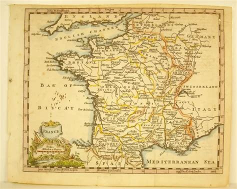 CARTE DE FRANCE Vue Par Les Anglais Map Of France By The English XVIII Bretagne EUR