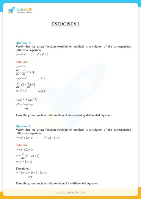 Ncert Solutions For Class 12 Maths Chapter 9 Exercise 9 2 Differential Equations