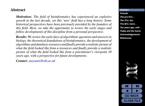 Solution Handout1a Early Bioinformatics The Birth Of The Discipline