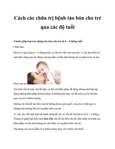 Cách các chữa trị bệnh táo bón cho trẻ qua các độ tuổi TaiLieuHay vn