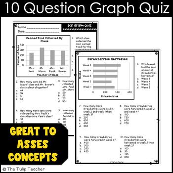 Bar Graph Task Cards And Quiz By The Tulip Teacher TpT