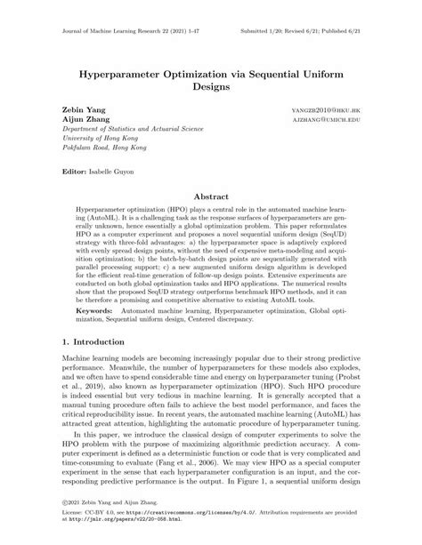Pdf Hyperparameter Optimization Via Sequential Uniform Designs Dokumentips