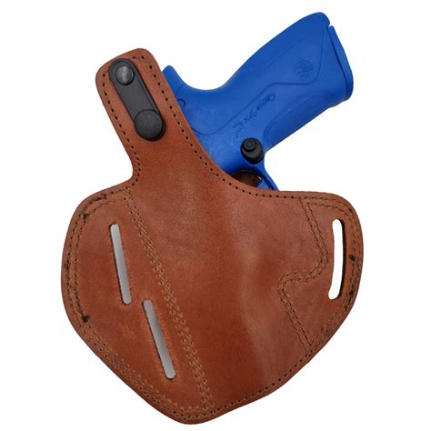 Кожен кобур за пистолет АКАР с профилирана шарка кафяв закрепване на колан колан с ширина