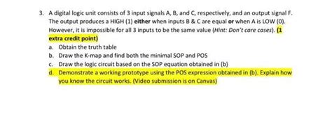 solved 3 a digital logic unit consists of 3 input signals