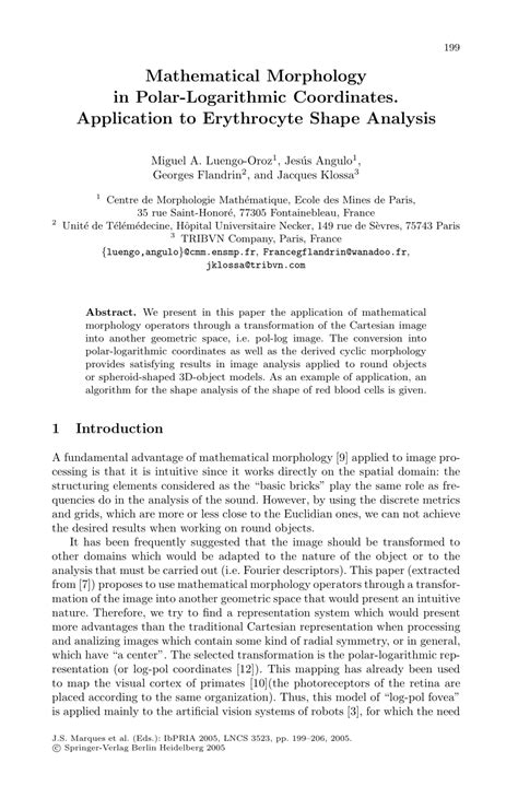 Pdf Mathematical Morphology In Polar Logarithmic Coordinates