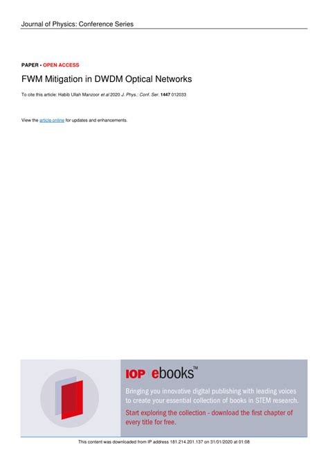 Pdf Fwm Mitigation In Dwdm Optical Networks
