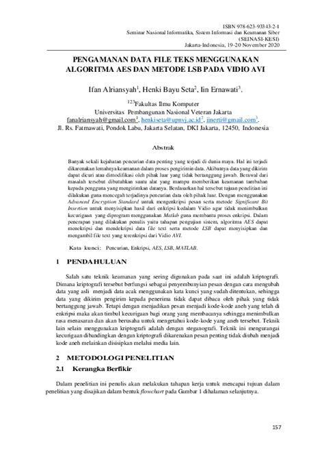 Pdf Pengamanan Data File Teks Menggunakan Algoritma Aes Dan Metode Lsb Pada Vidio Avi