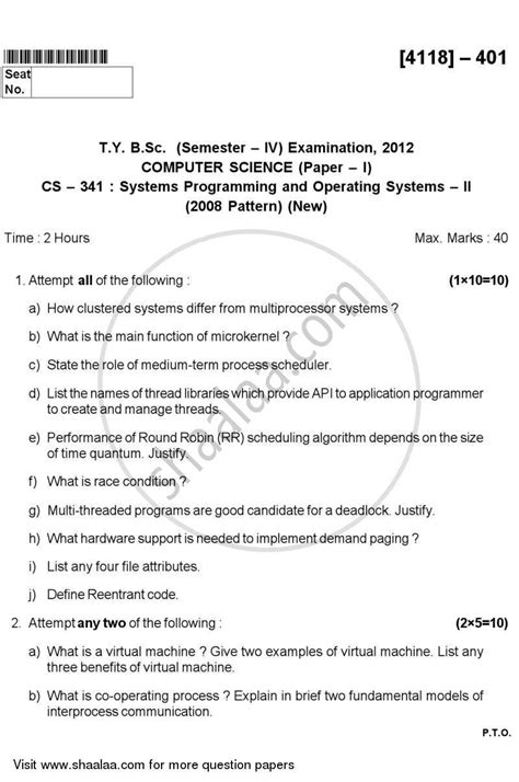 Systems Programming And Operating System B Sc Computer Science Semester TYBSc