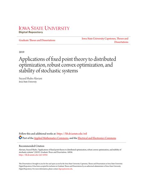 Applications Of Fixed Point Theory To Distributed Optimization R Pdf