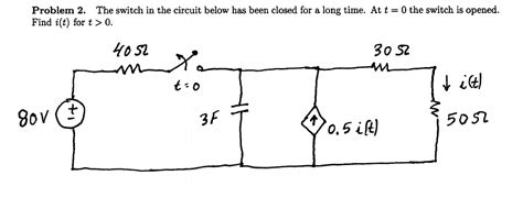 Solved Problem The Switch In The Circuit Below Has Been Chegg