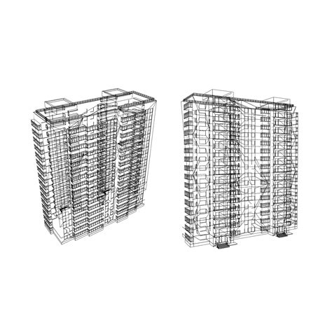 벽돌 다층 주거용 건물 3d 모델 13 Max Free3d