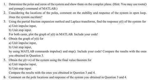 Solved Please Answer All The Question With Matlab The Question 6