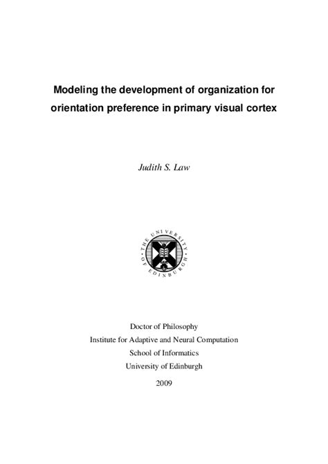 Pdf Modeling The Development Of Organization For Orientation Preference In Primary Visual