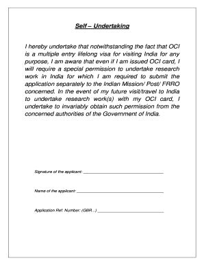 Self Undertaking Form For Oci Fill And Sign Printable Template Online