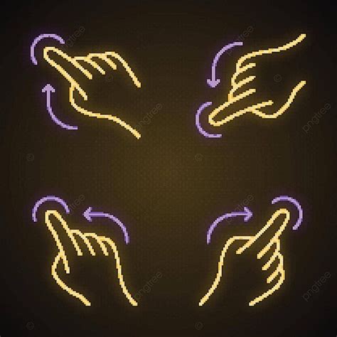 Touchscreen Gestures Neon Light Icons Set Set Up Mobile Vector Set Up Mobile PNG And Vector