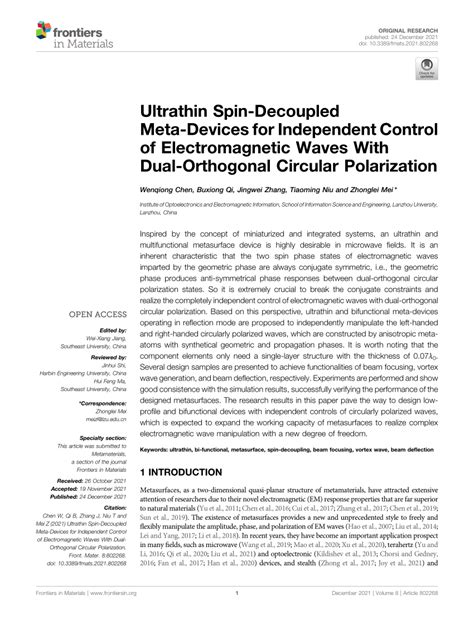Pdf Ultrathin Spin Decoupled Meta Devices For Independent Control Of