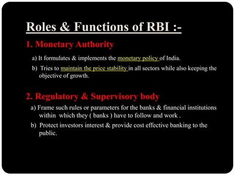 Rbi Overview Roles And Functions Of Rbi Pptx Business Banking