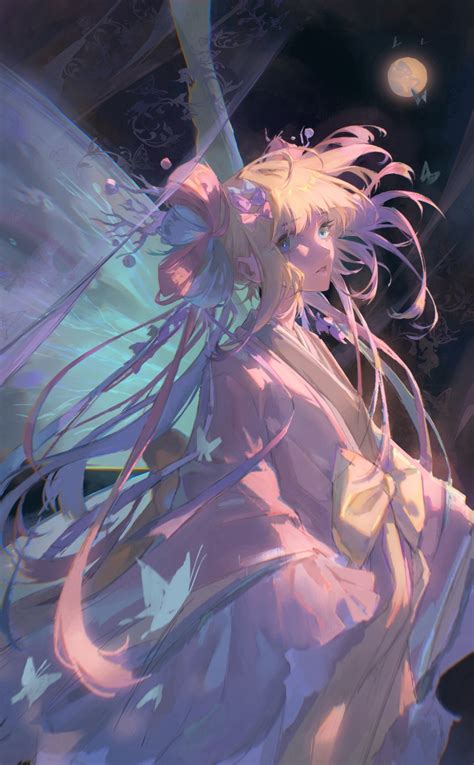 Safebooru 1girl Absurdres Blonde Hair Blue Bow Blue Butterfly Blue Eyes Blue Hair Blue Wings