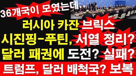 러시아 카잔 브릭스 36개국이 모였는데 시진핑 푸틴 서열 정리 달러 패권에 도전 실패 트럼프 달러 배척국 보복