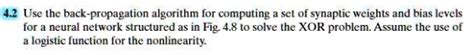 4 2 use the back propagation algorithm for computing a set of synaptic weights and bias levels