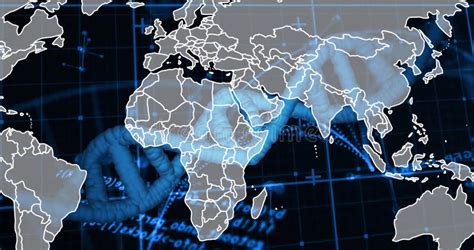 Hands Interacting With Technology World Map Animation Overlay On Digital Data Stock Video